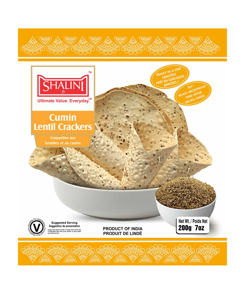 Cumin Lentil Crackers - 200g – Surati Snacks - Buy Indian Snacks & Sweets